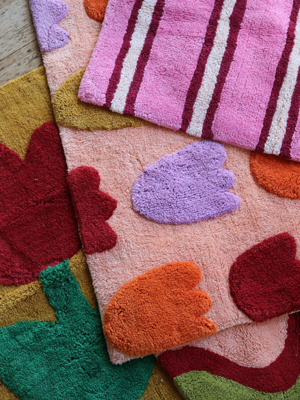 Mosey Me Raspberry Stripe Bath Mat